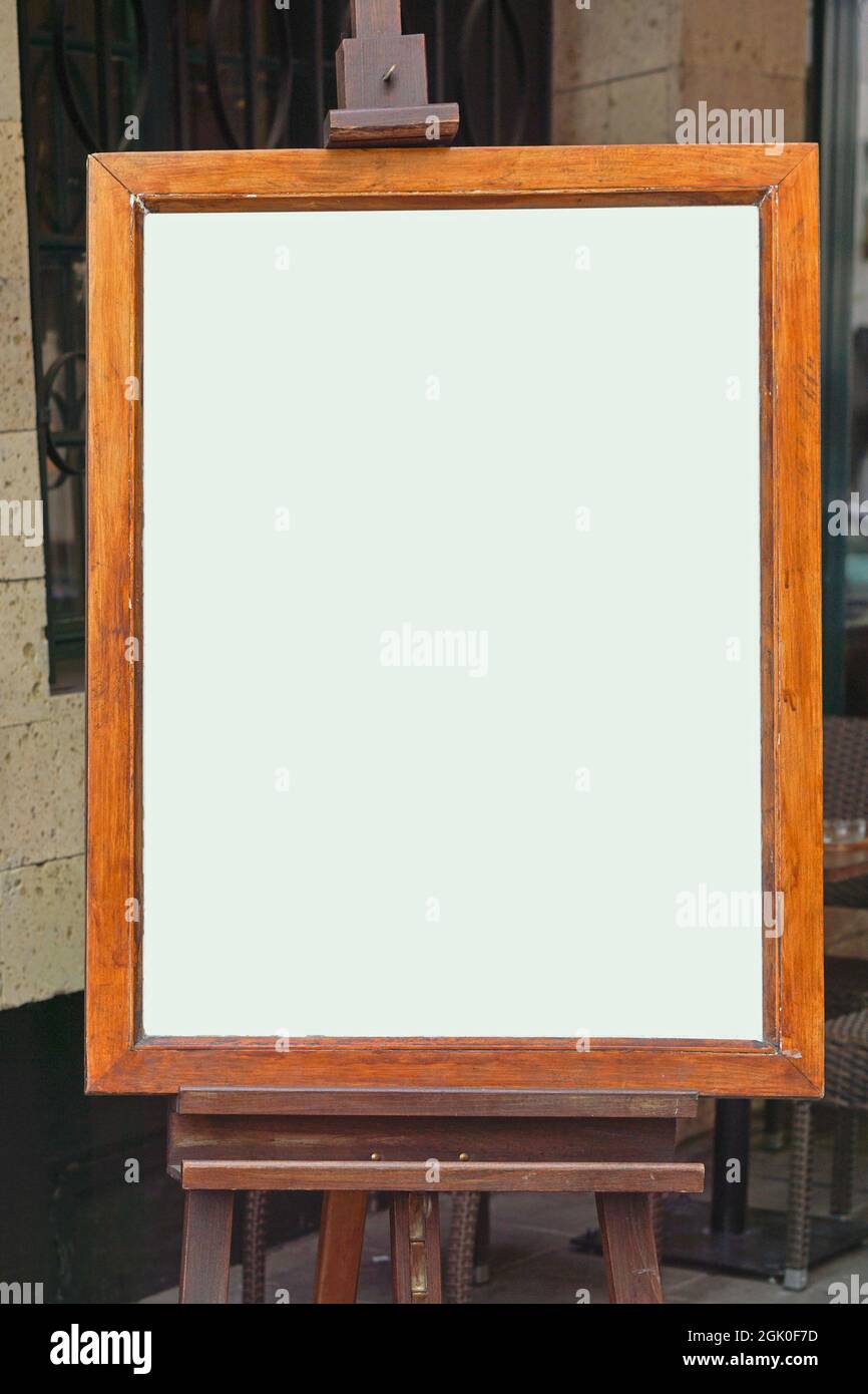 Restaurant menu board easel frame empty space Stock Photo - Alamy