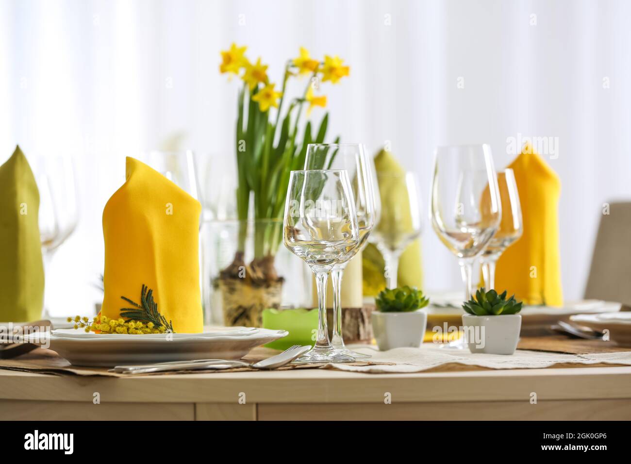 Table setting for dinner in restaurant Stock Photo - Alamy