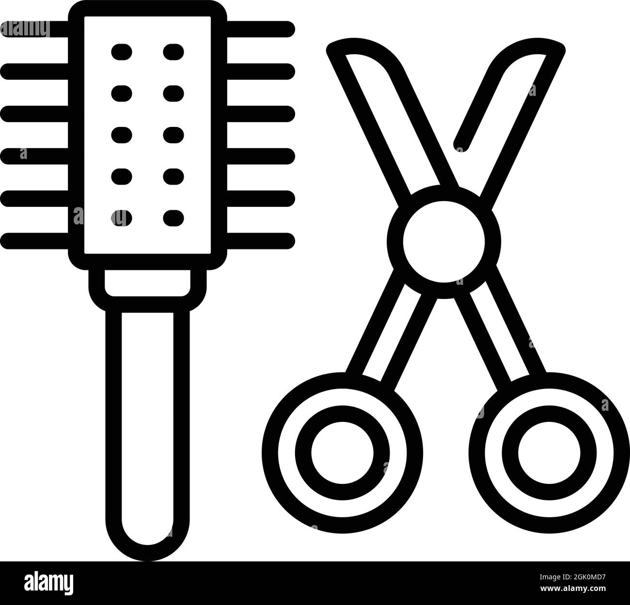 Hair brush scissors icon outline vector. Salon comb. Barber equipment ...