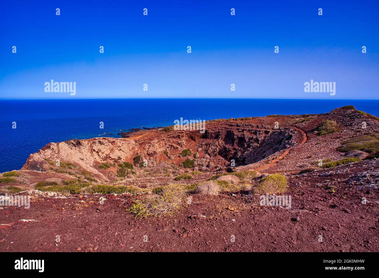 Sea view of Linosa sea on the top of the Volcano Monte Nero, Pelagie ...