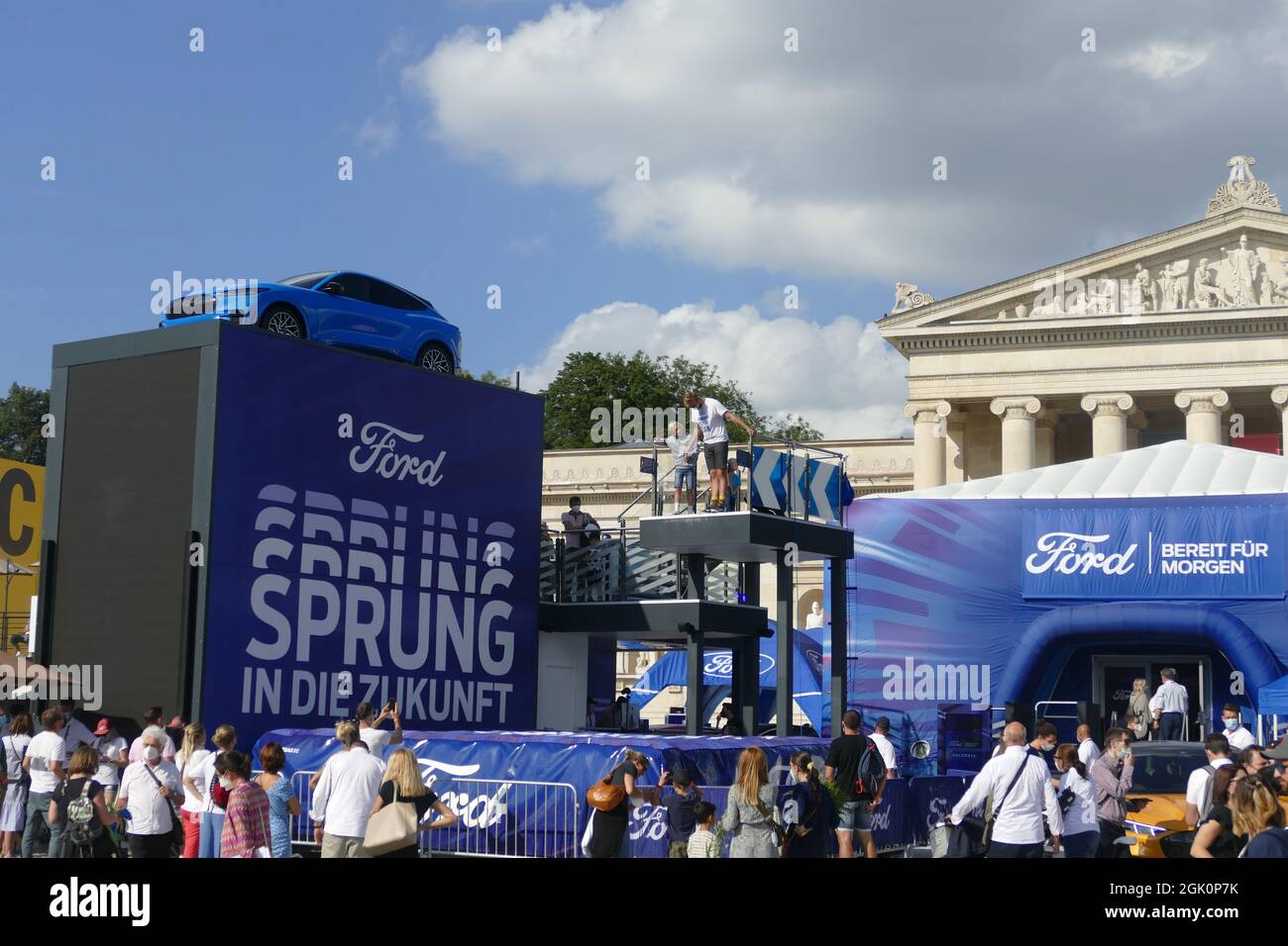 Ford exhibition stand, outdoor with jump event on IAA, Internationale ...