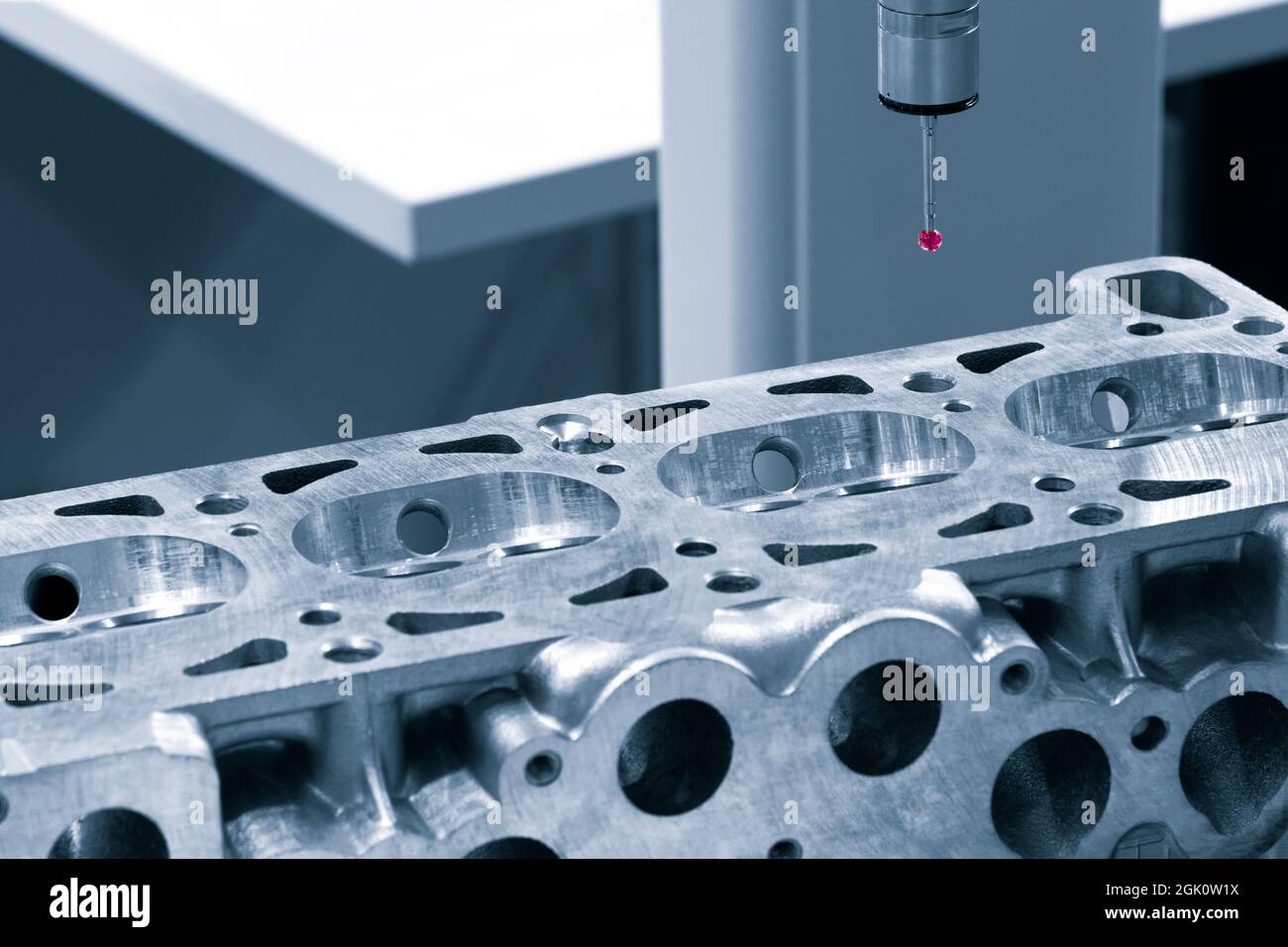 Close-up check measurement of detail by detecting head sensor Stock ...