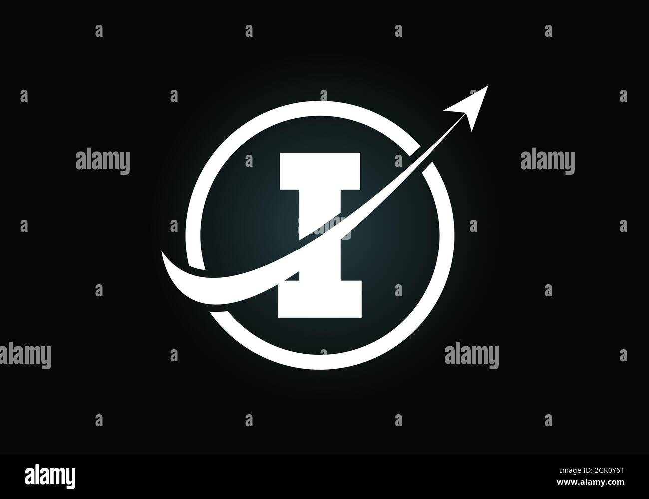 Initial I monogram alphabet symbol design incorporated with the arrow ...