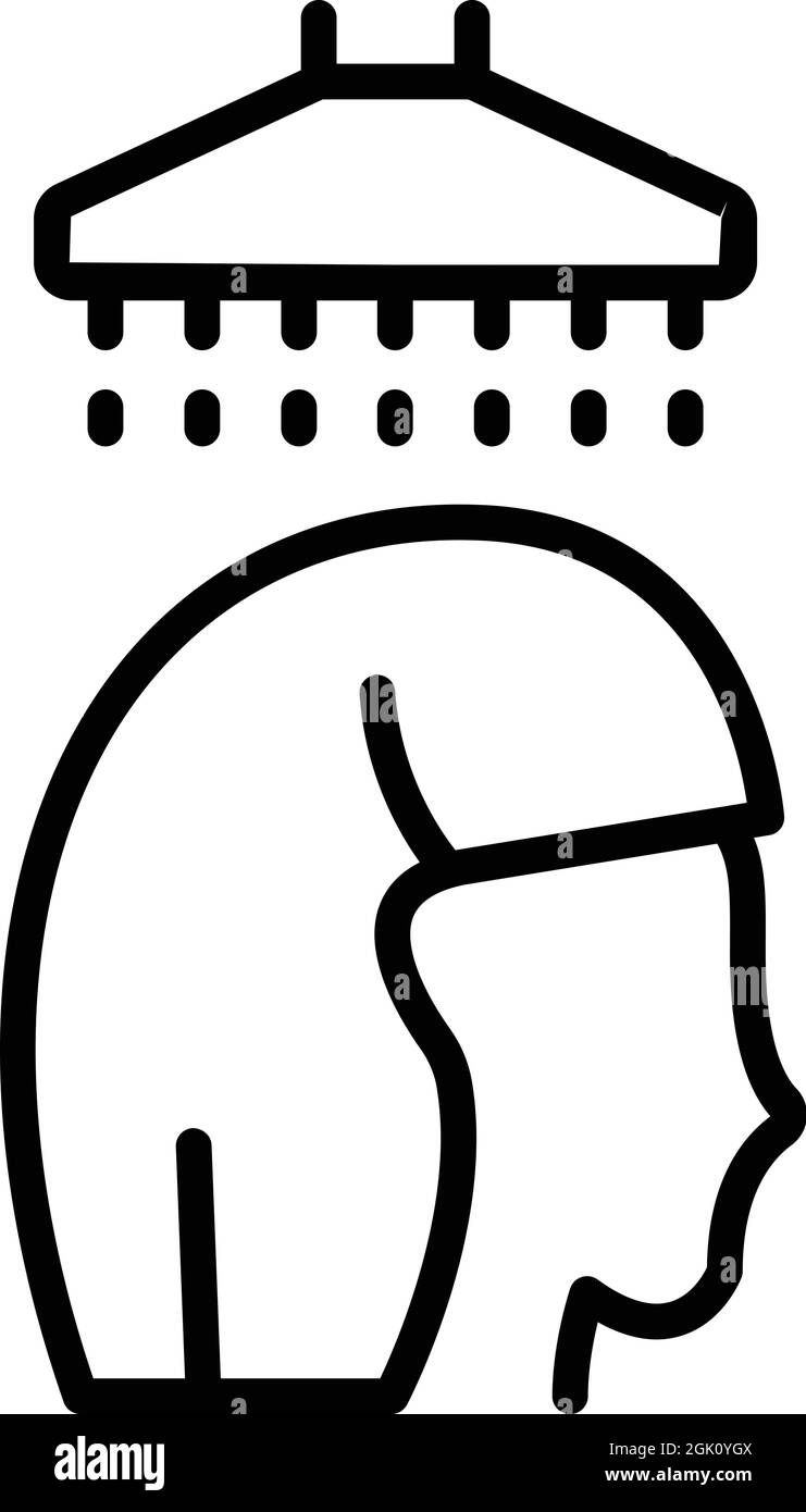 Girl head wash icon outline vector. Woman hair. Shampoo shower Stock ...