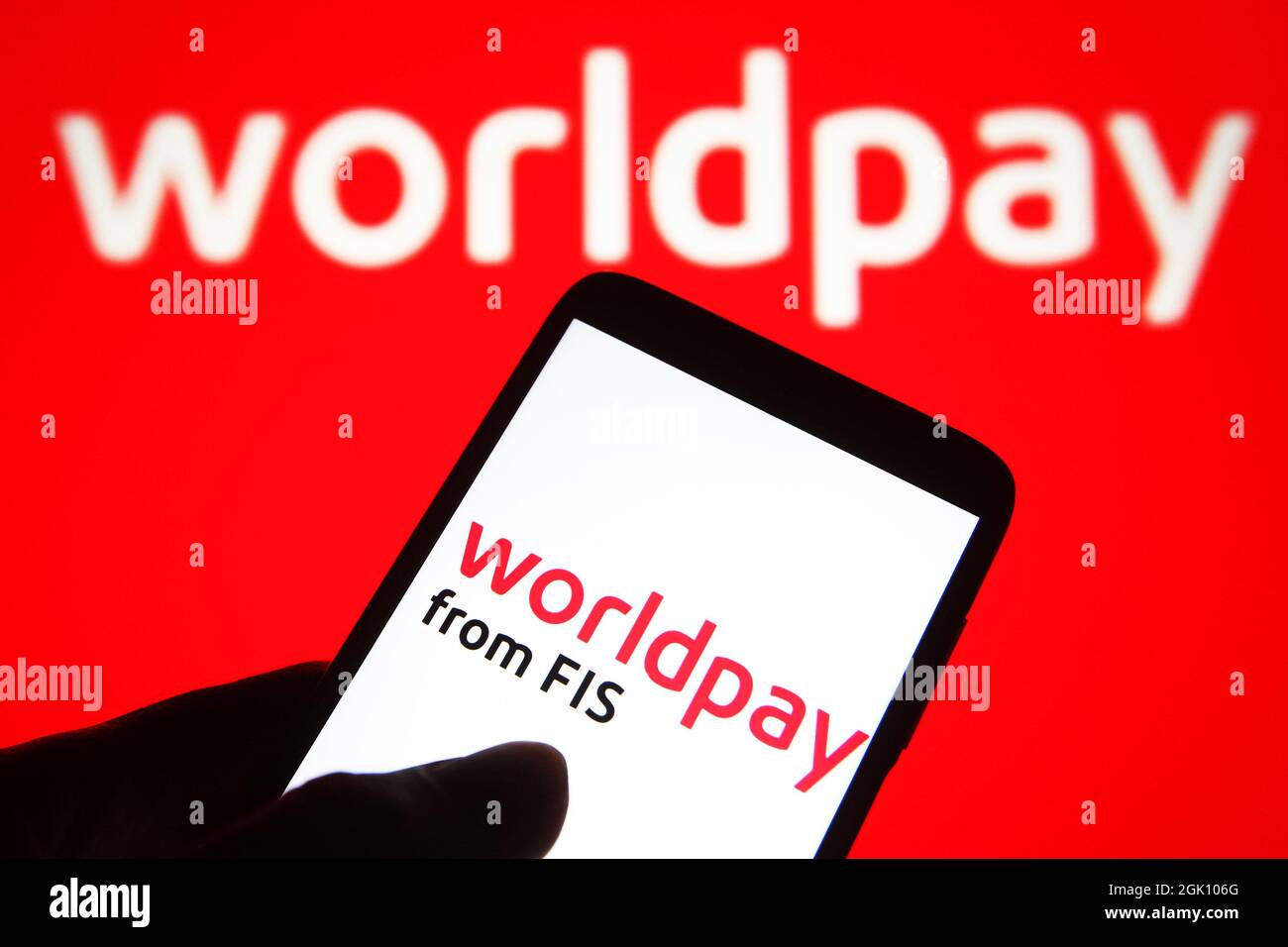 In this photo illustration, Worldpay from FIS logo is seen on a ...