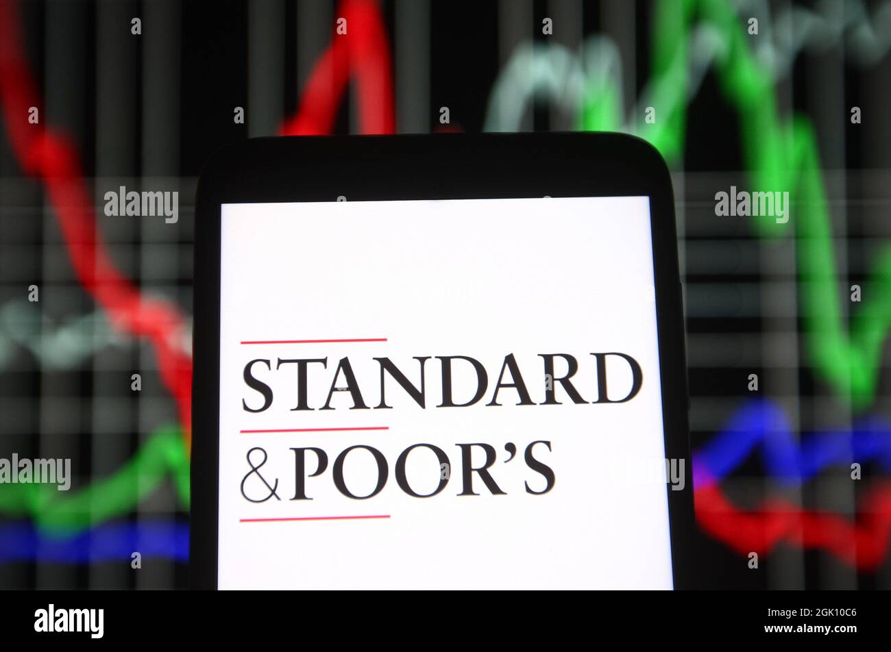 In this photo illustration, Standard & Poor's (S&P) logo is seen on a ...