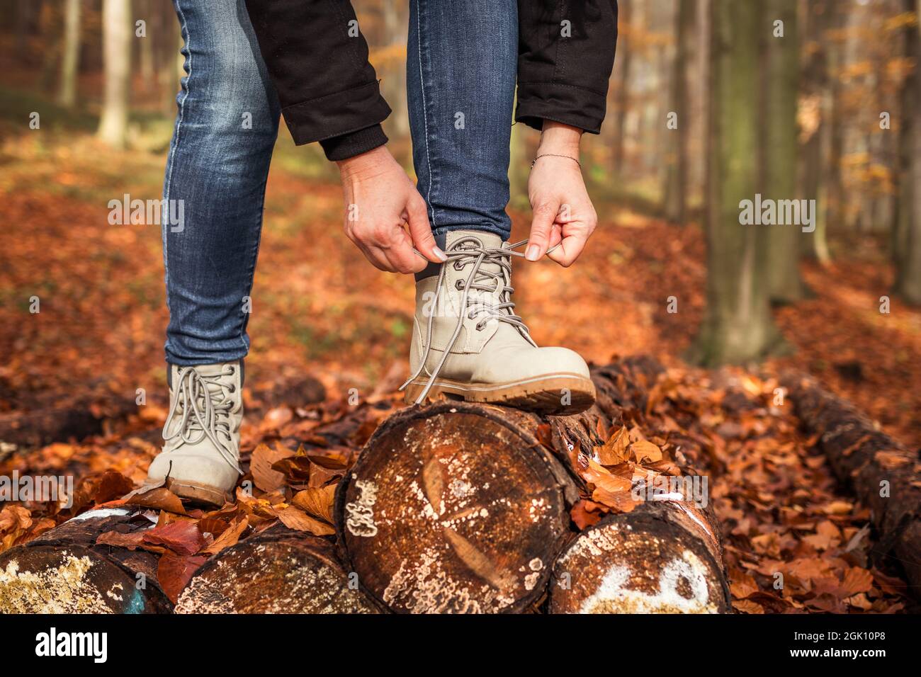 Tied up woman woodland hi-res stock photography and images - Alamy