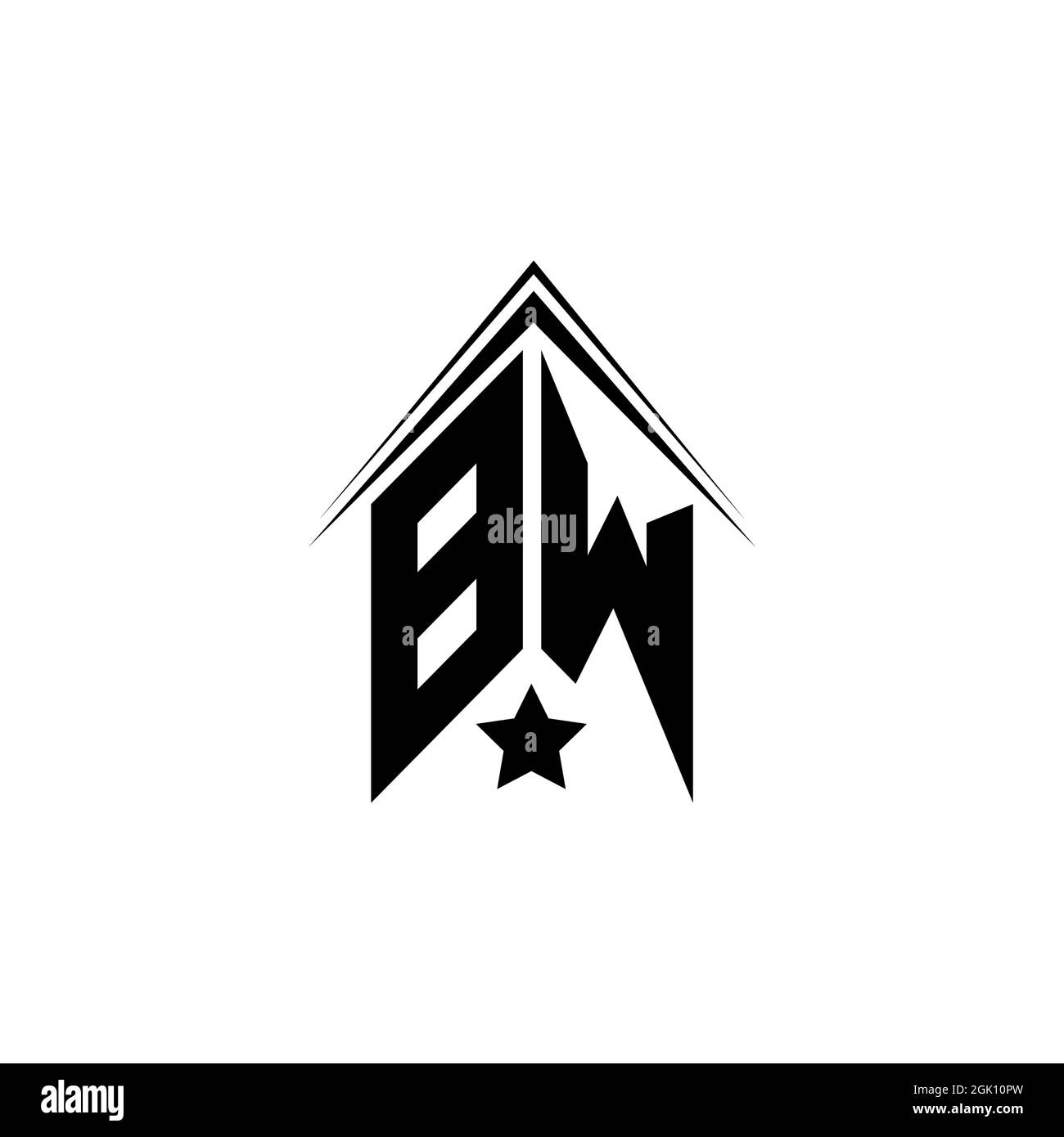 Initial BW logo design with Shape style, Logo business branding Stock ...
