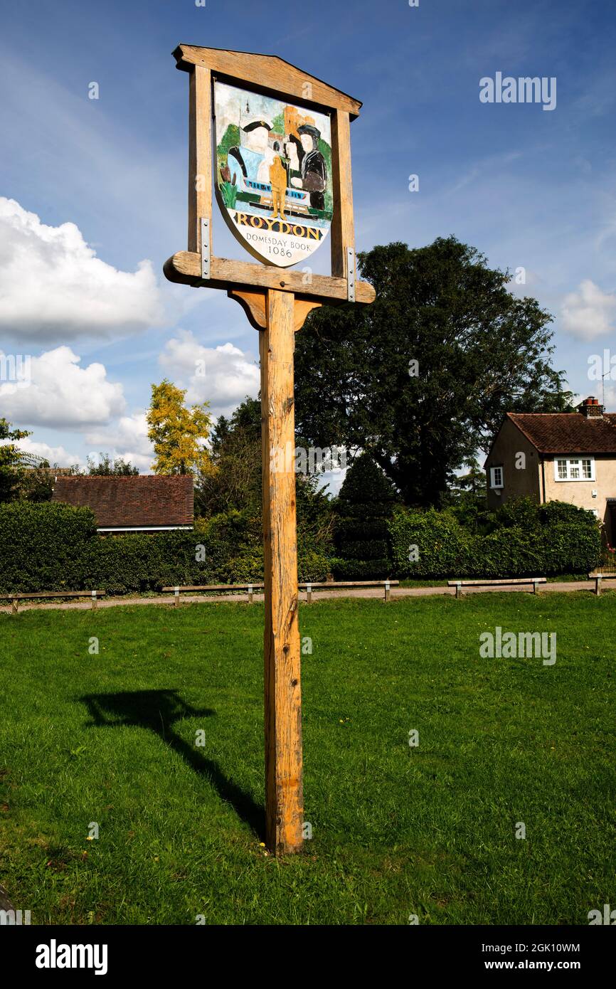 Village Sign Roydon Essex Stock Photo - Alamy