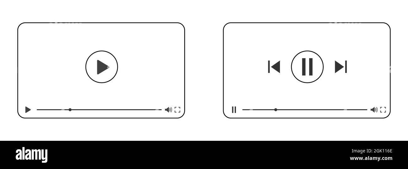 template for the interface of a multimedia video player with the play ...