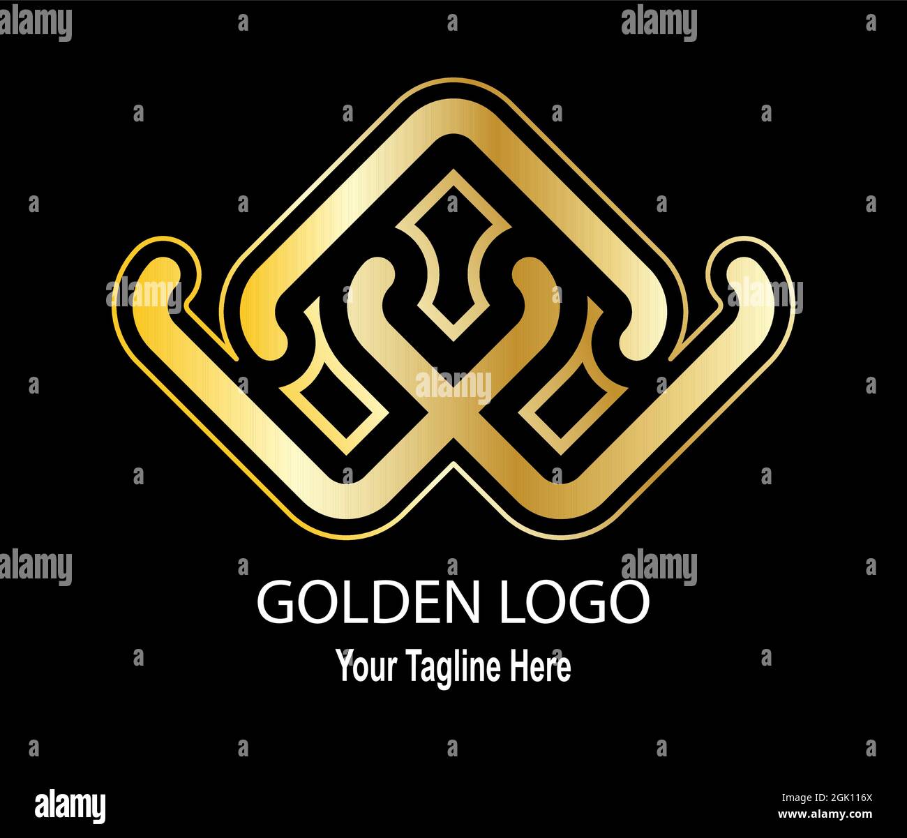 Abstract gold logo, brand or sticker for a business, company or ...