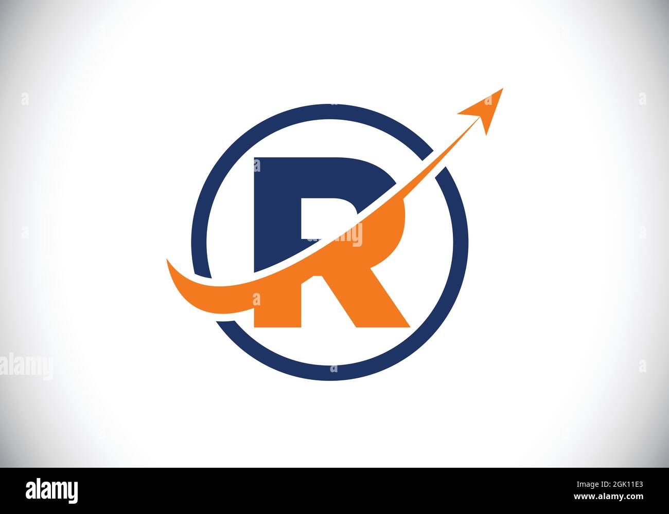 Initial R monogram alphabet symbol design incorporated with the arrow ...