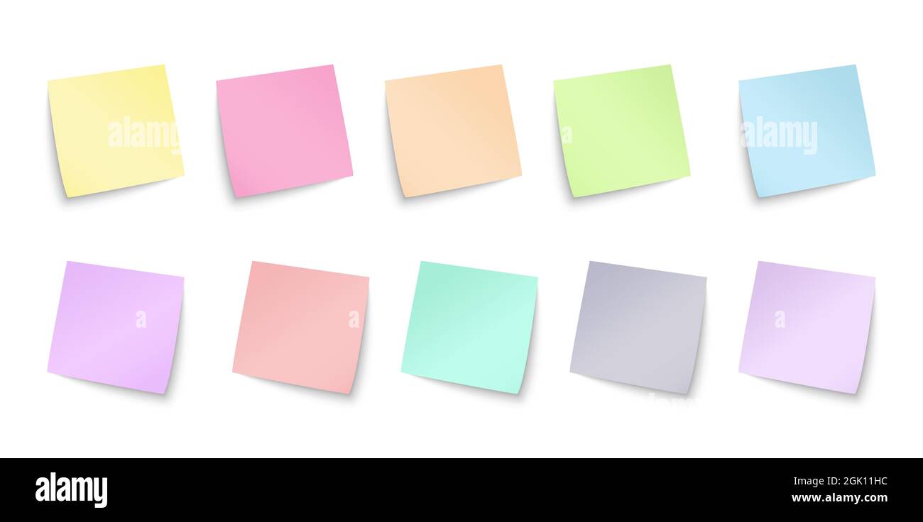 set of self-adhesive colored sheets for writing. Flat style Stock ...
