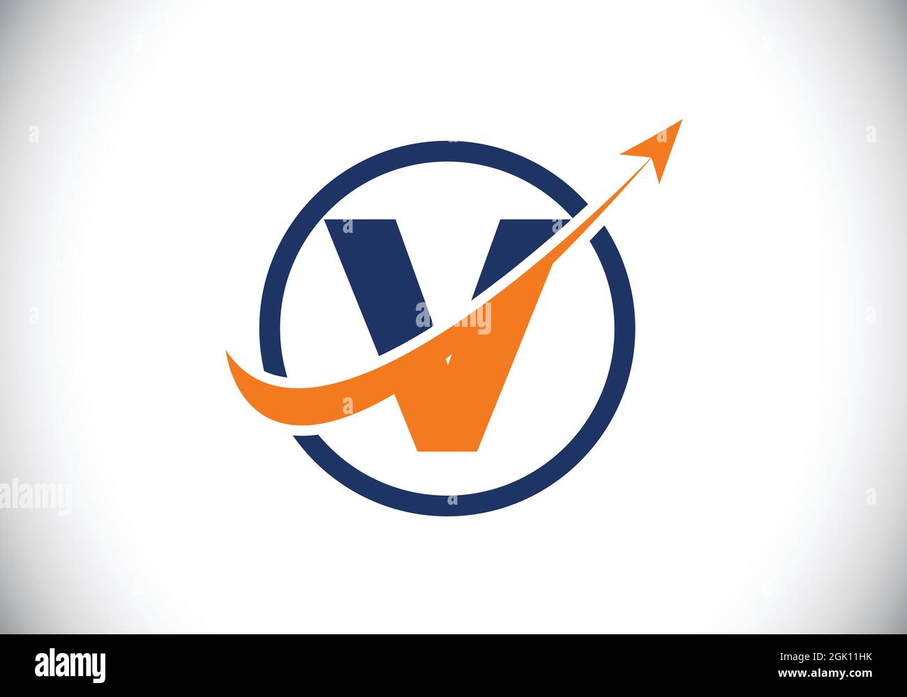 Initial V monogram alphabet symbol design incorporated with the arrow ...