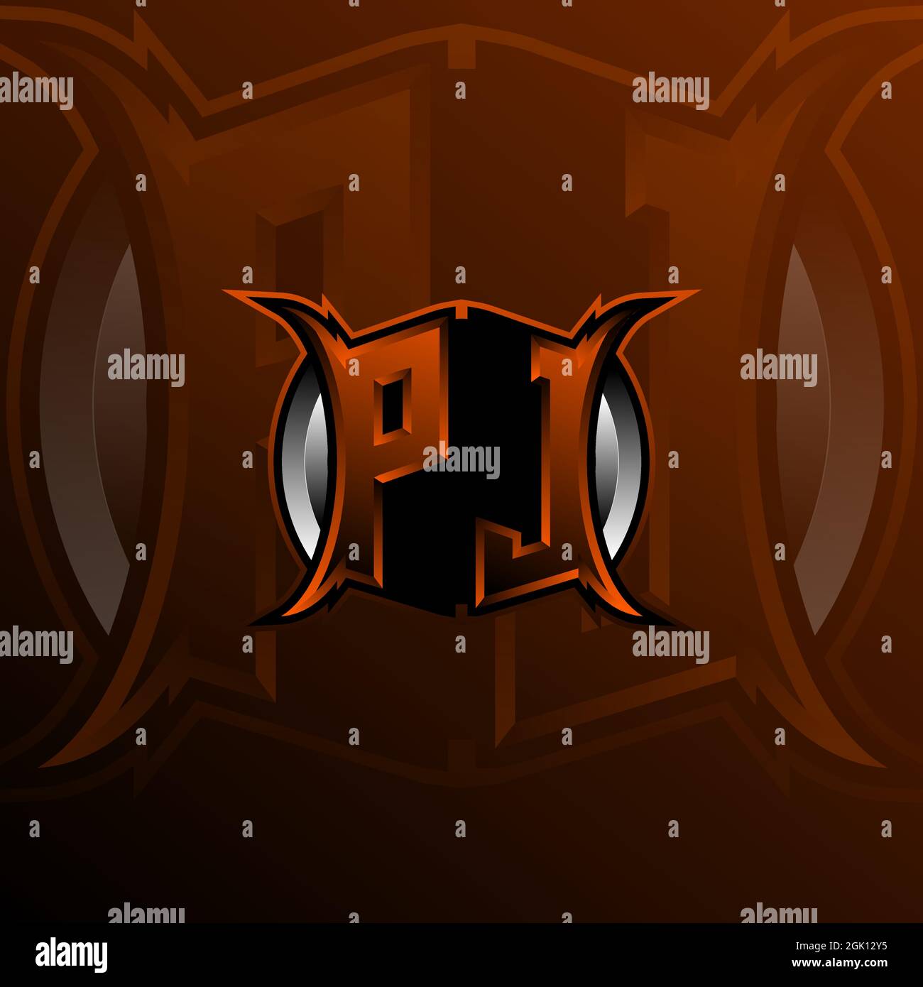 PJ Logo Letter Design in Orange Color, Logo for game, esport, initial ...