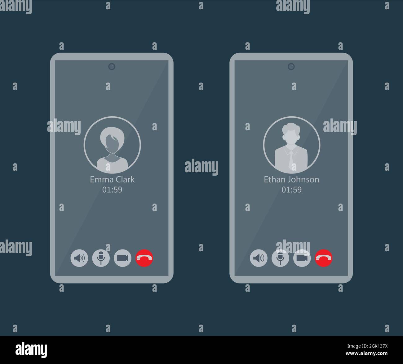 interface of a mobile video conference or video chat. The concept of ...