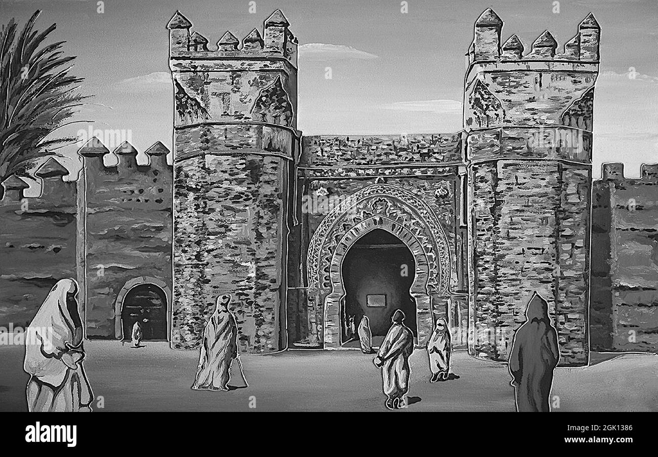 Ancient traditional moroccan lifestyle in black and white Stock Photo ...