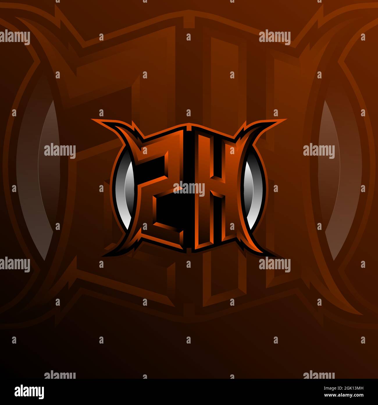 ZH Logo Letter Design in Orange Color, Logo for game, esport, initial ...
