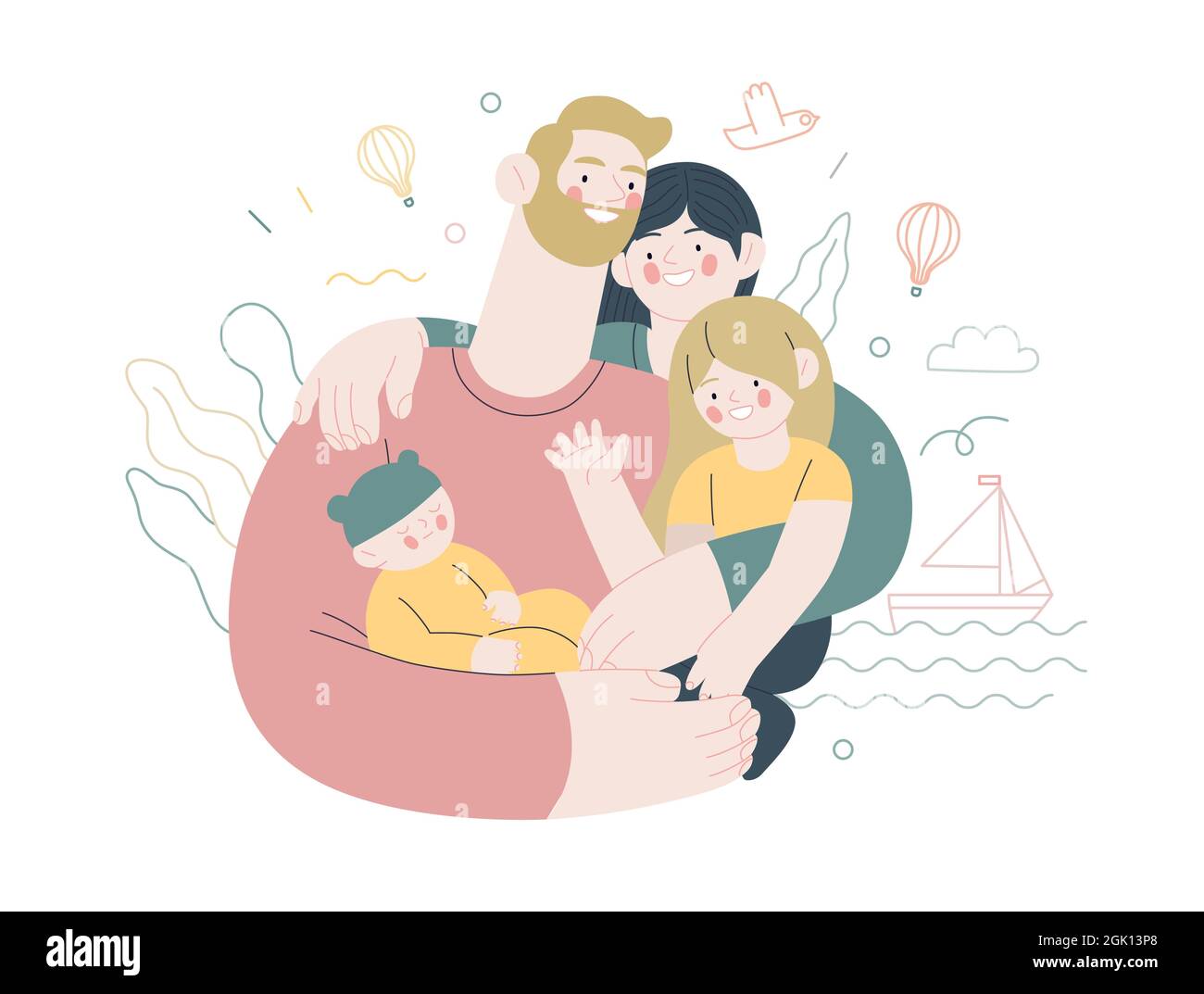 Family health and wellness - medical insurance illustration - modern ...