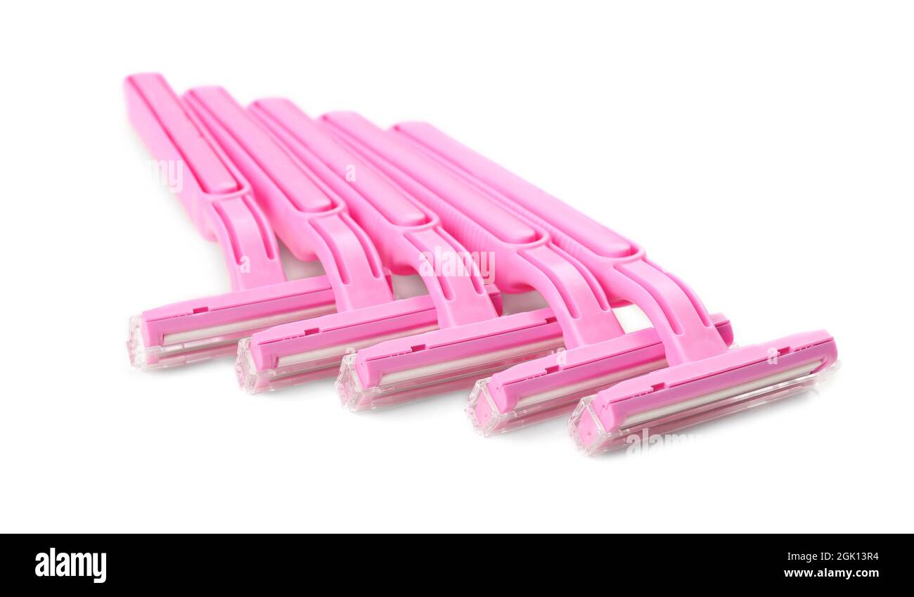 Set of razors on white background Stock Photo - Alamy