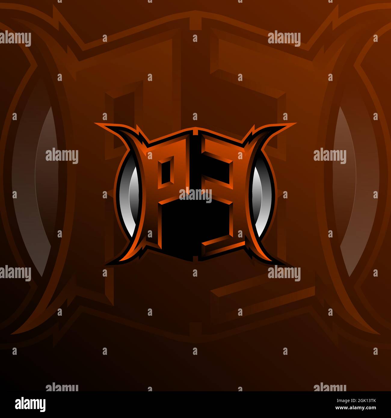 PE Logo Letter Design in Orange Color, Logo for game, esport, initial ...