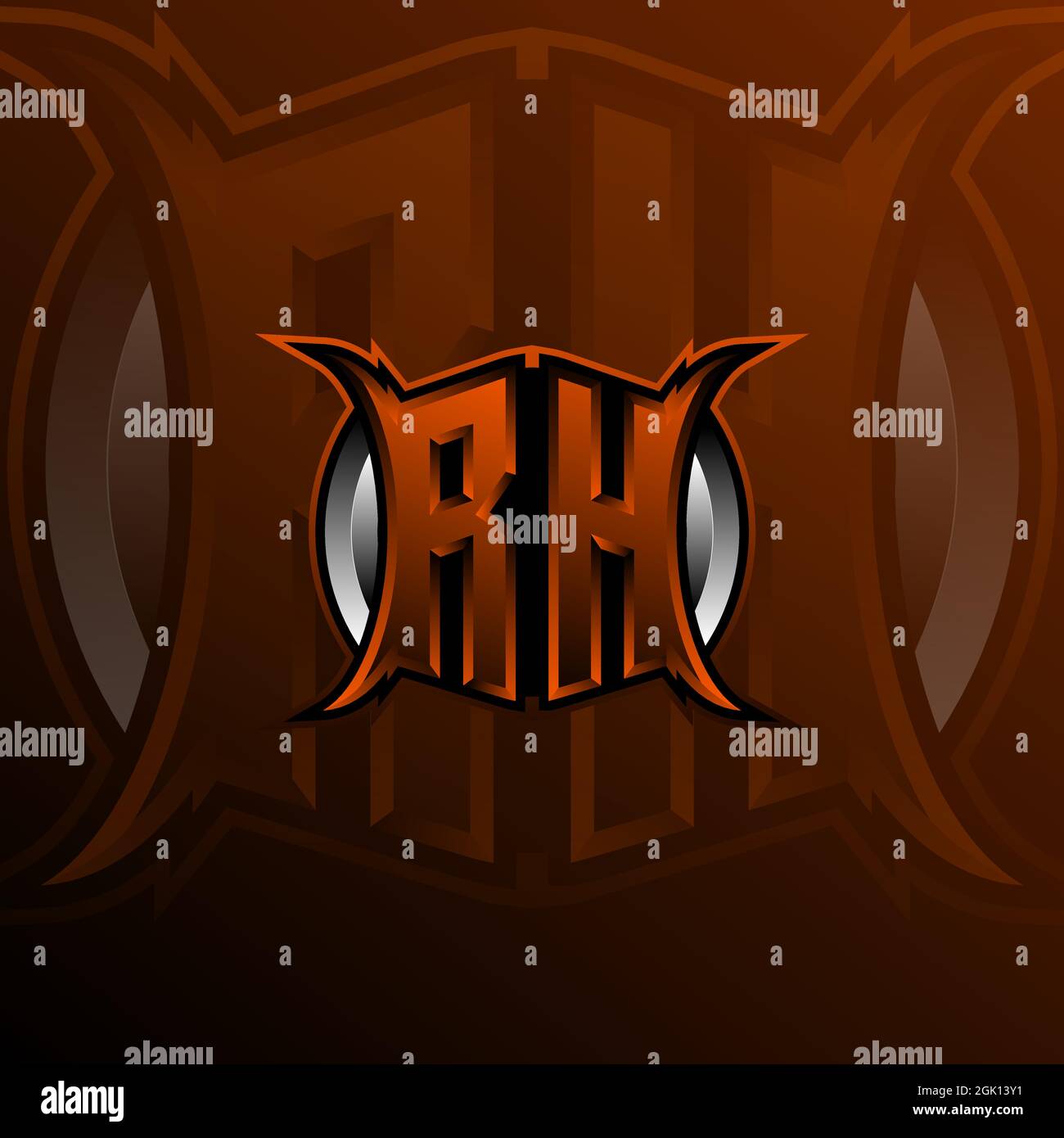 RH Logo Letter Design in Orange Color, Logo for game, esport, initial ...