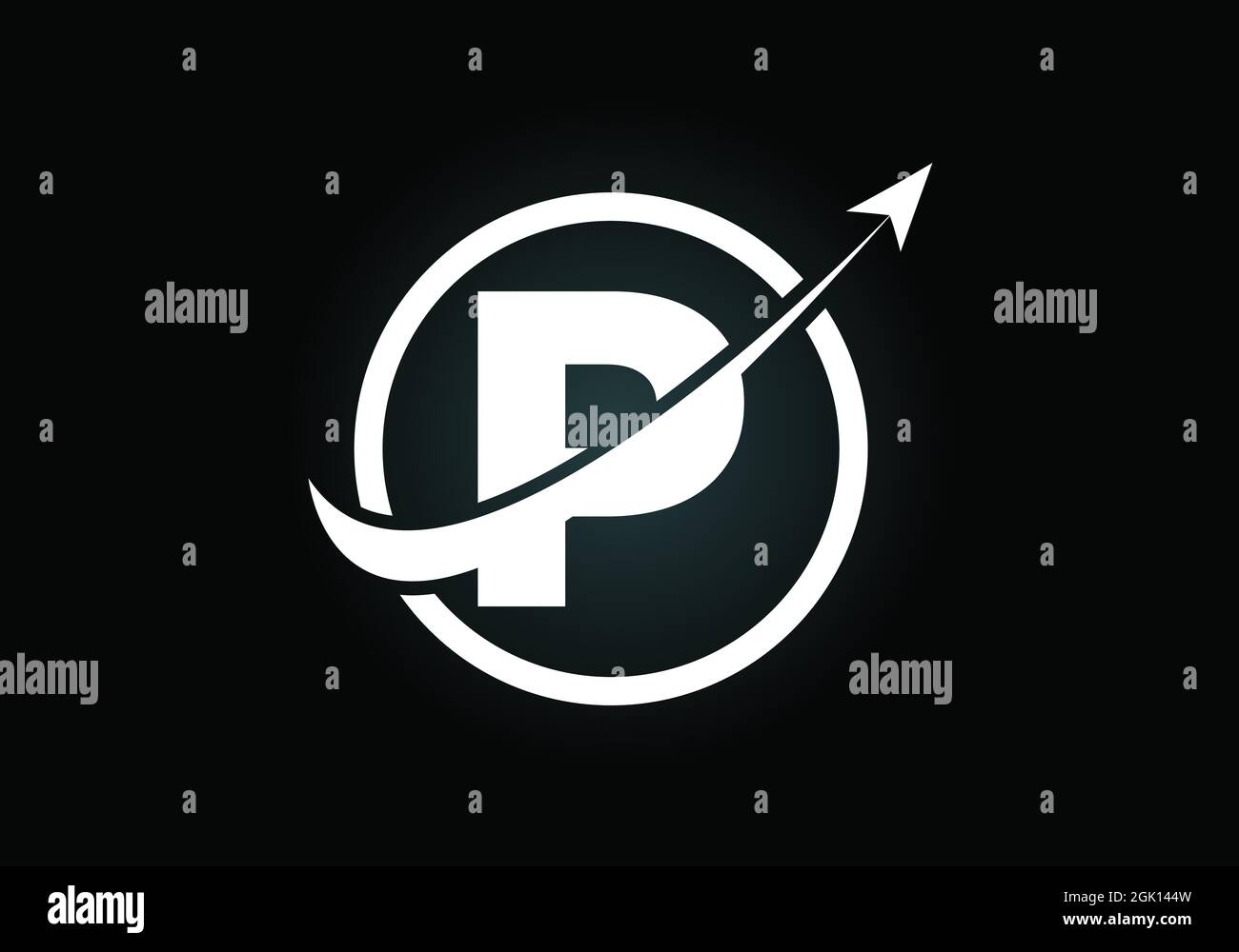 Initial P monogram alphabet symbol design incorporated with the arrow ...