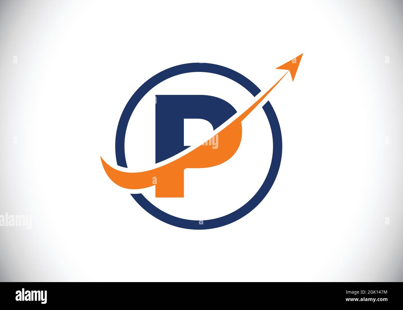 Initial P monogram alphabet symbol design incorporated with the arrow ...