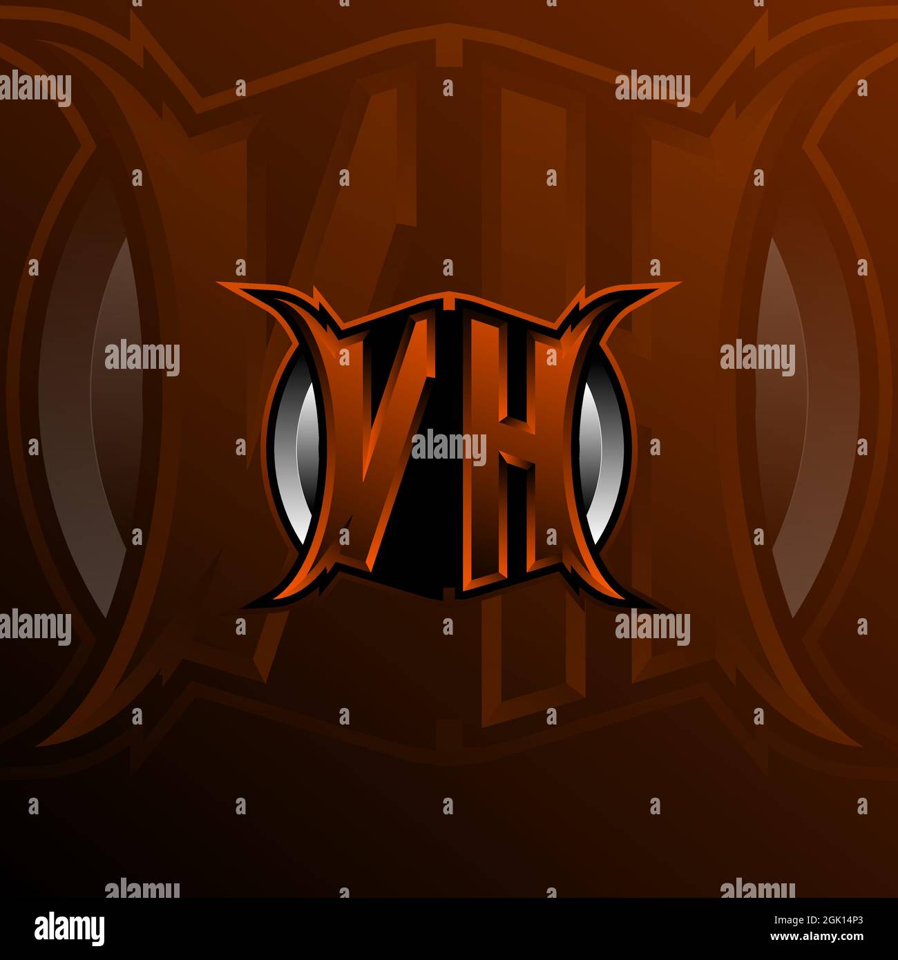 VH Logo Letter Design in Orange Color, Logo for game, esport, initial ...