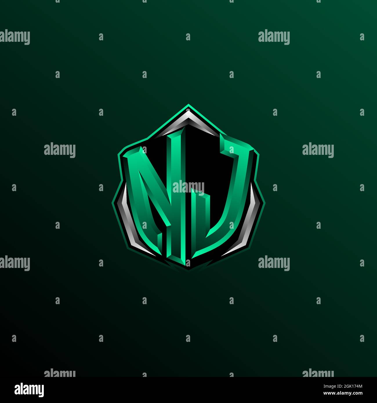 Initial NJ logo design, Initial NJ logo design with Shield style, Logo for game, esport ...