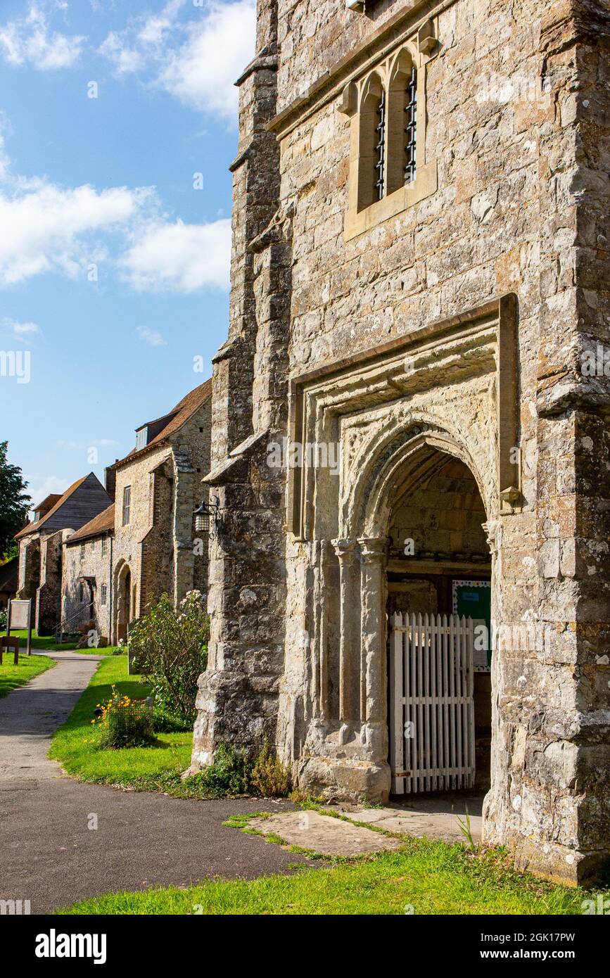 St Peter and St Paul church alongside the rhouses and ruins of the old ...