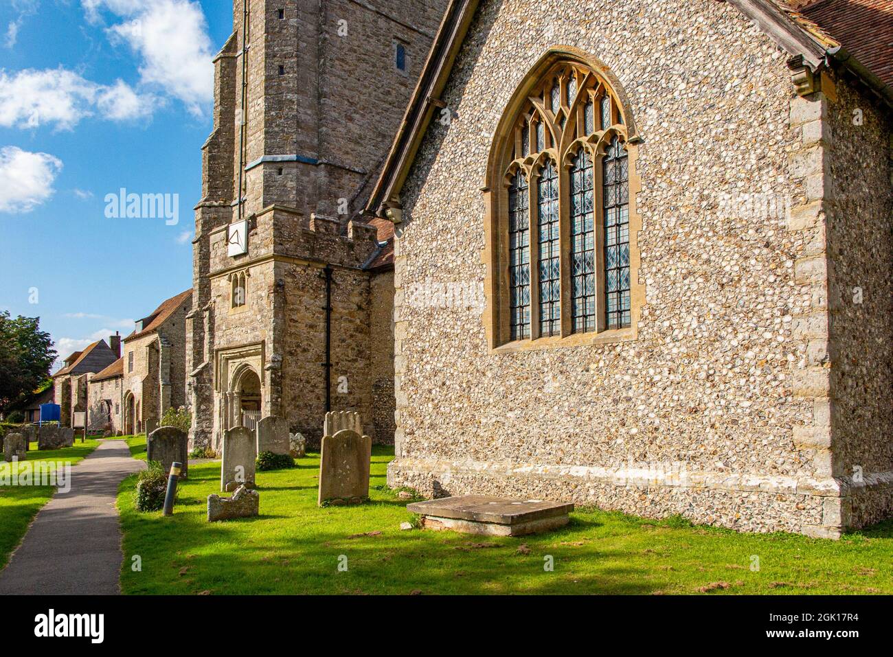 St Peter and St Paul church alongside the rhouses and ruins of the old ...