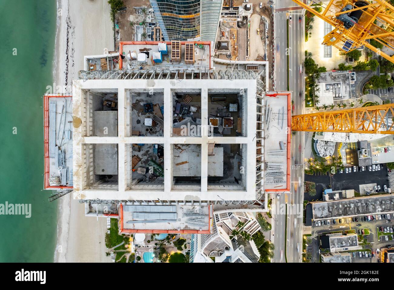 Aerial rooftop overhead photo construction site highrise building Stock ...