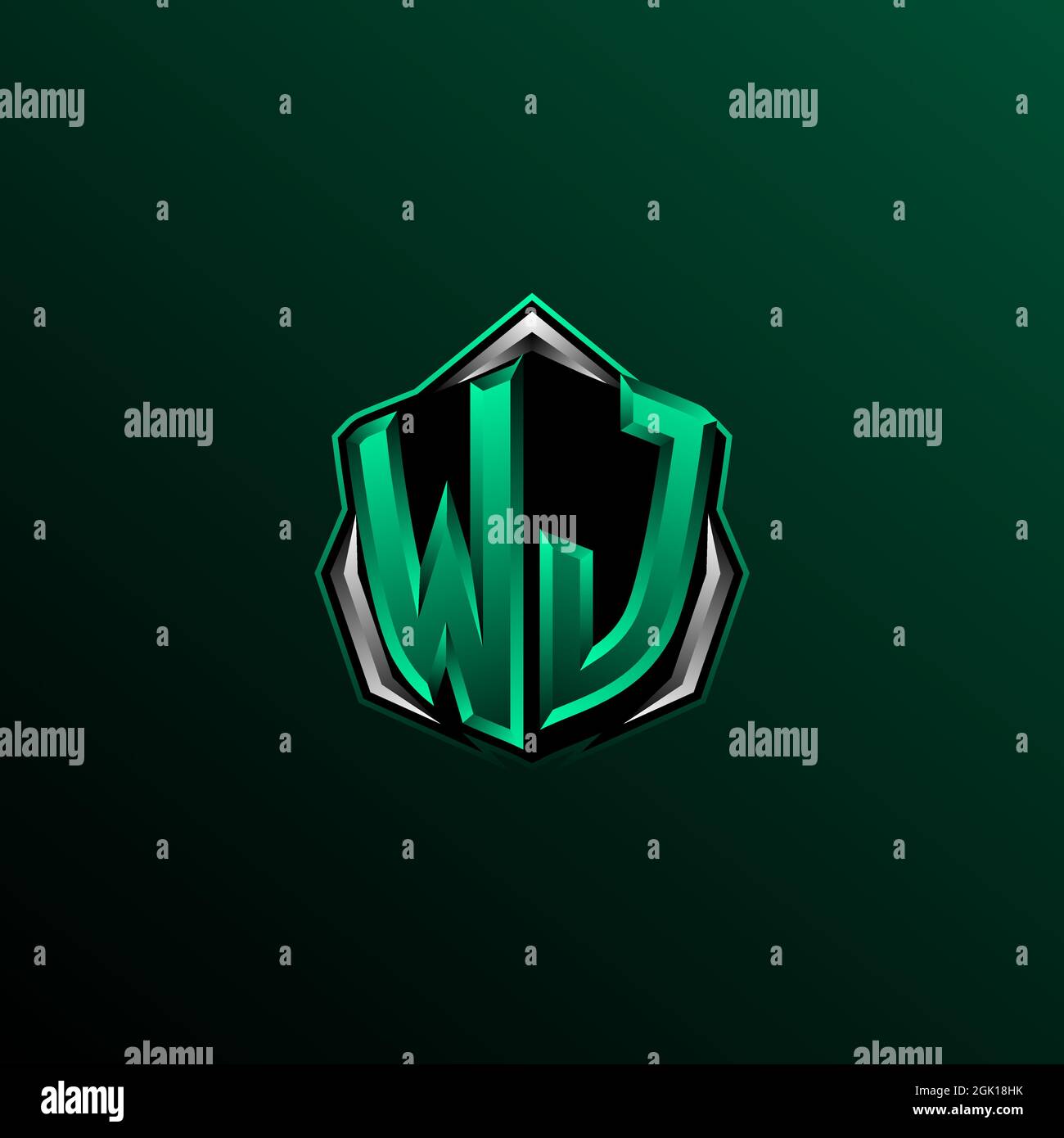 Initial WJ logo design, Initial WJ logo design with Shield style, Logo for game, esport ...
