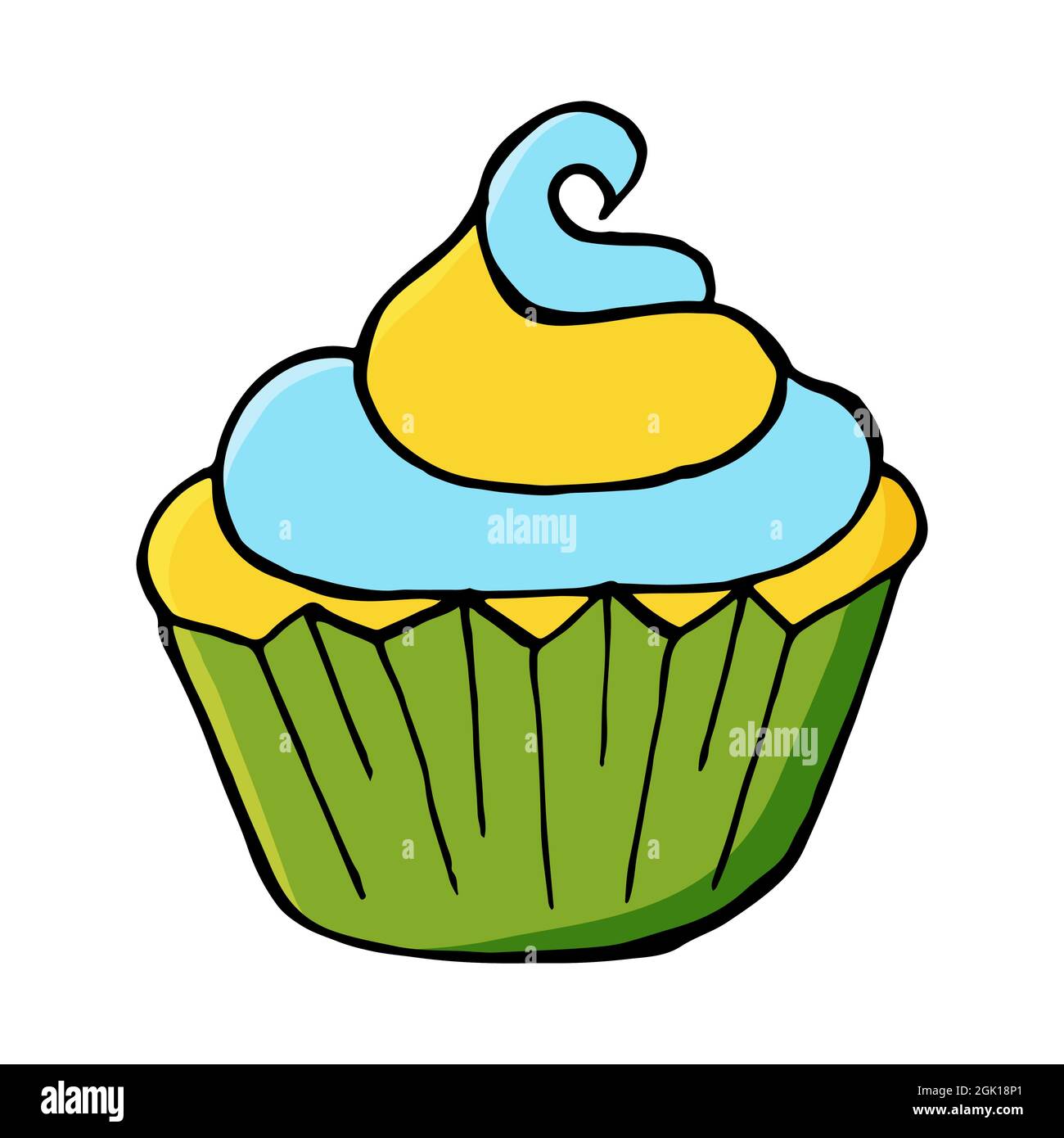 Bright icon of cupcake, muffin in hand draw style. Vector illustration ...