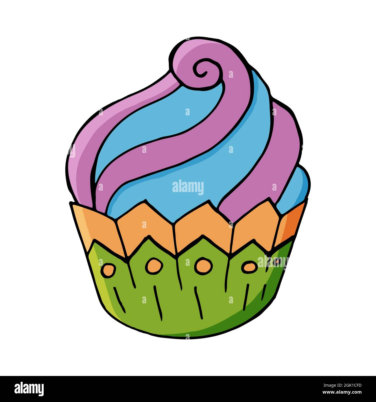 Bright icon of cupcake, muffin in hand draw style. Vector illustration ...