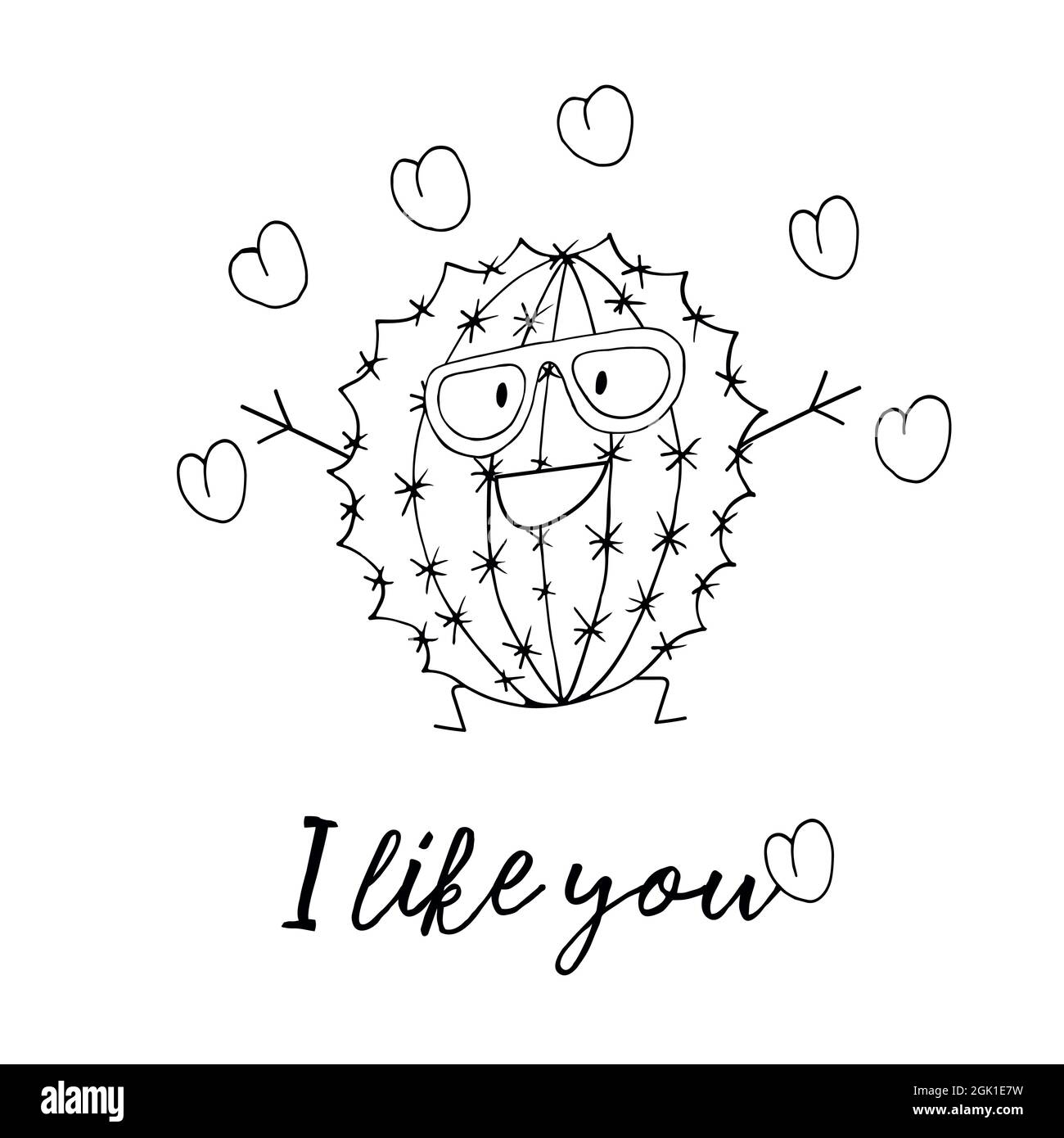 Coloring vector illustration. Cartoon cactus. Stylish cactus with ...