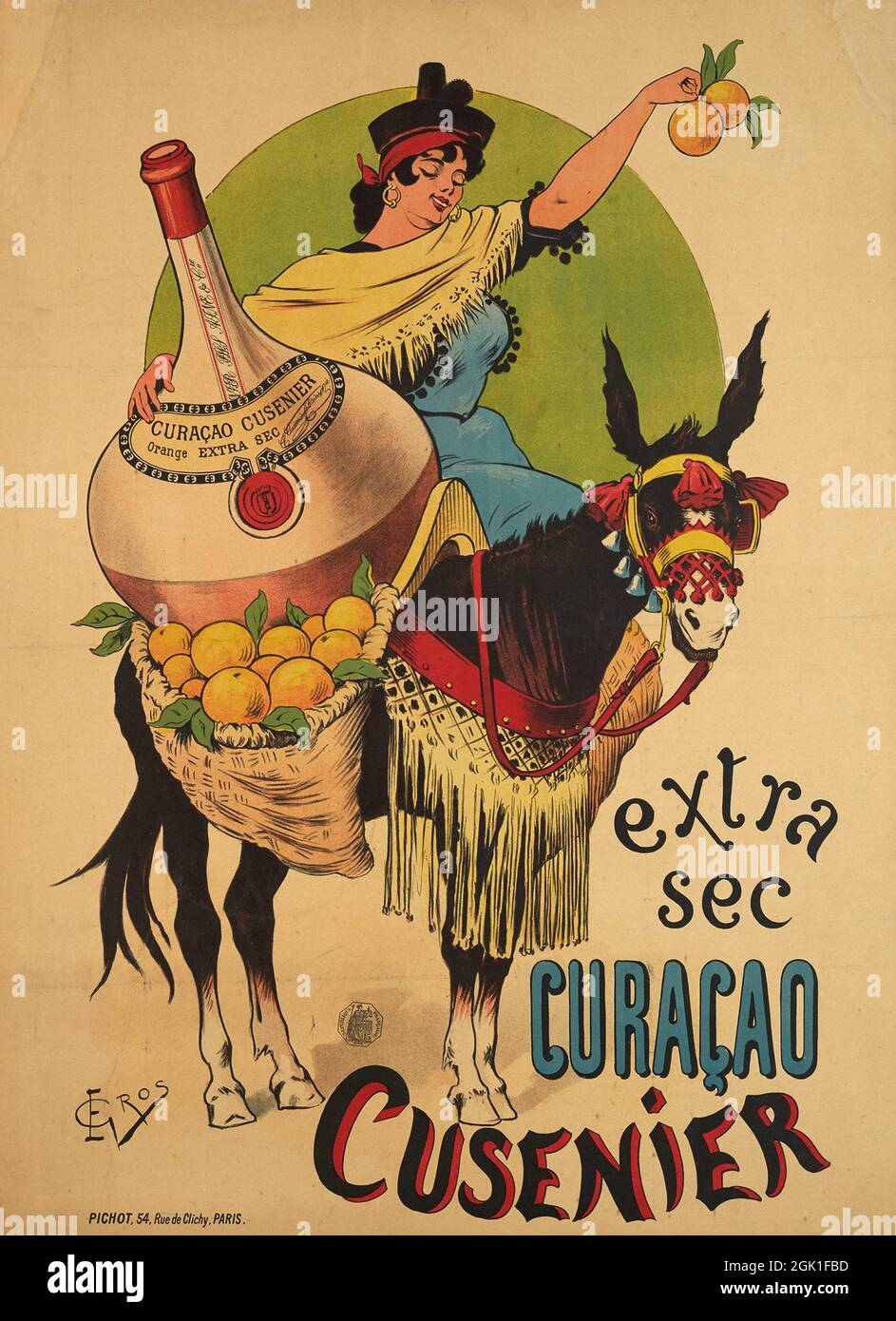 *Click On Vintage French alcohol poster - Extra Sec Curacao Cusenier ...