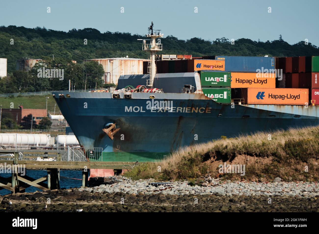 The Mol experience container ship passing next to George island pier as ...
