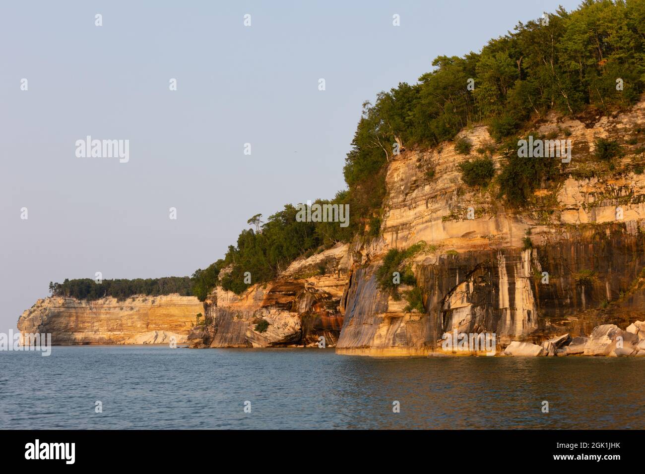 Beautifully colored sea cliffs along Pictured Rocks National Lakeshore ...