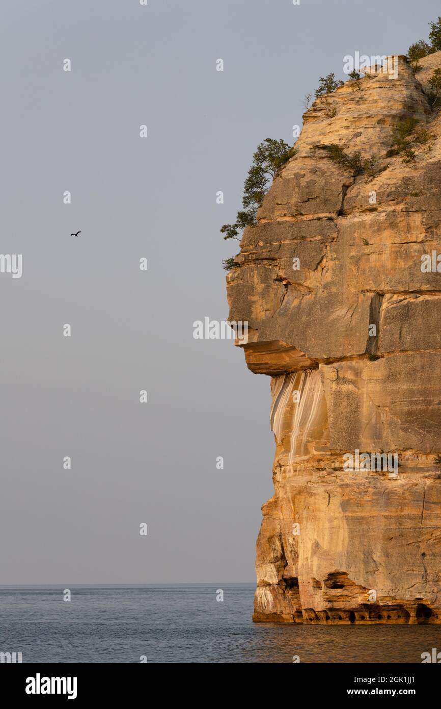 Indian Head Rock along Pictured Rocks National Lakeshore Stock Photo ...