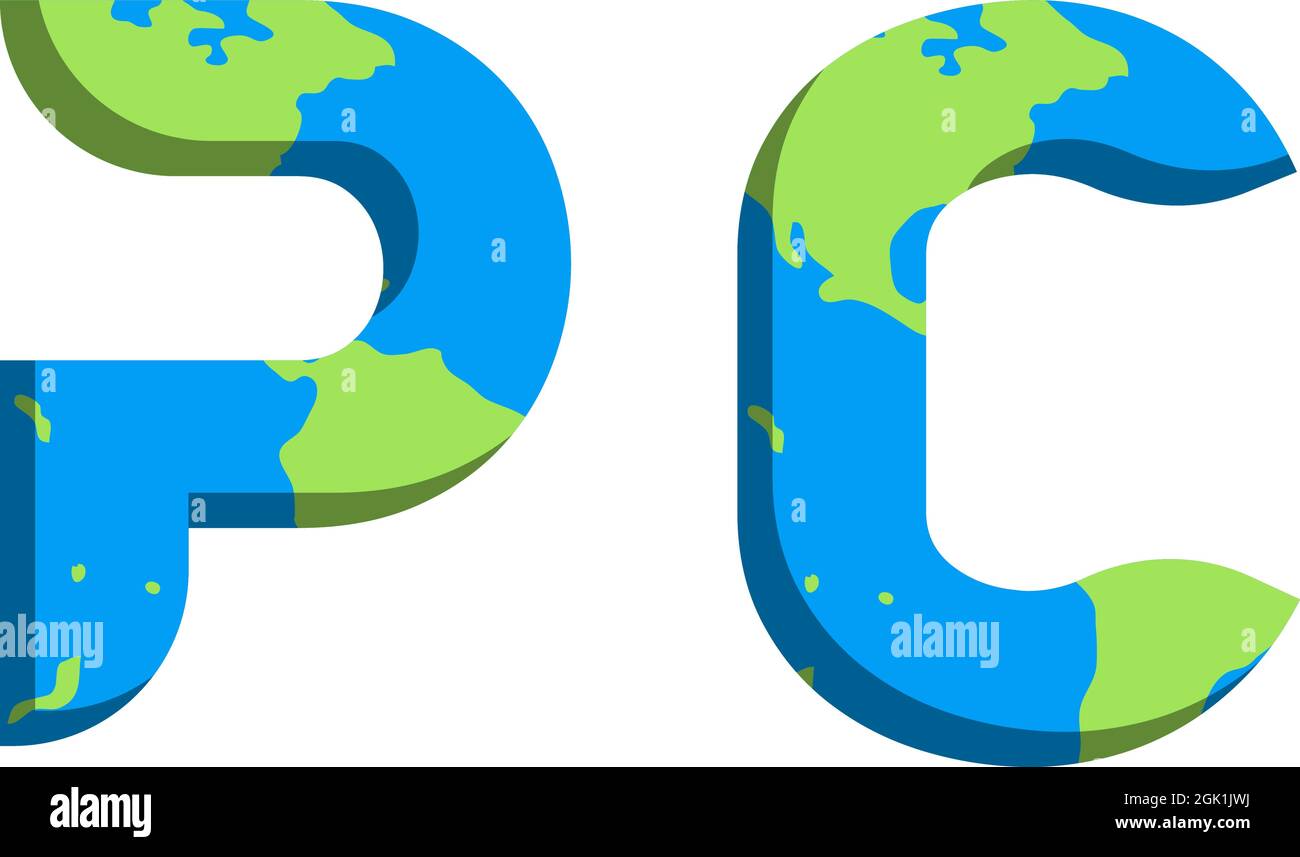 Initial PC logo design with World Map style, Logo business branding ...