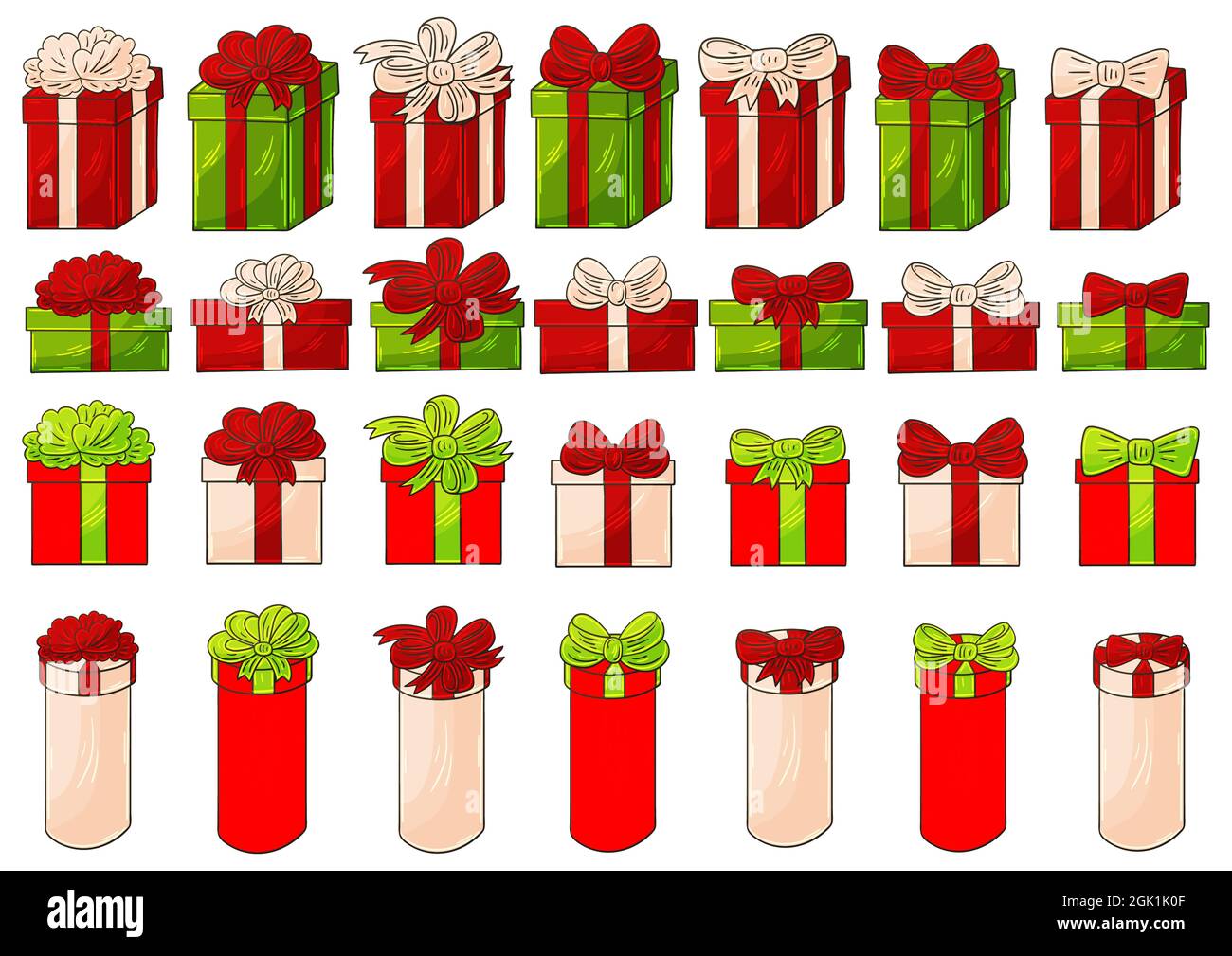 Set of Christmas presents in hand draw style. Collection of cute vector ...