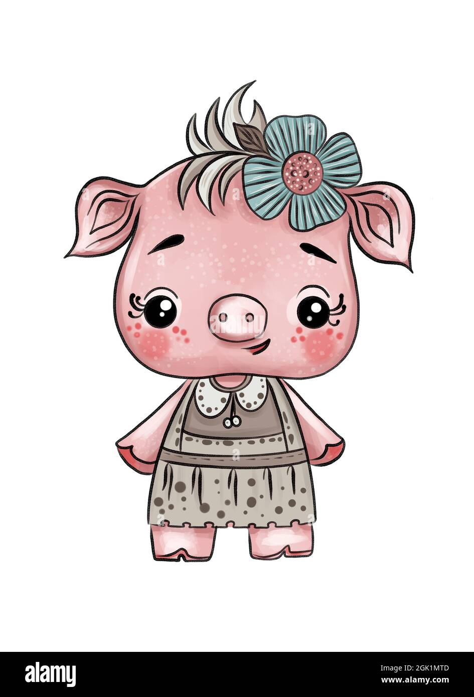 Cute Girl Pig Drawing