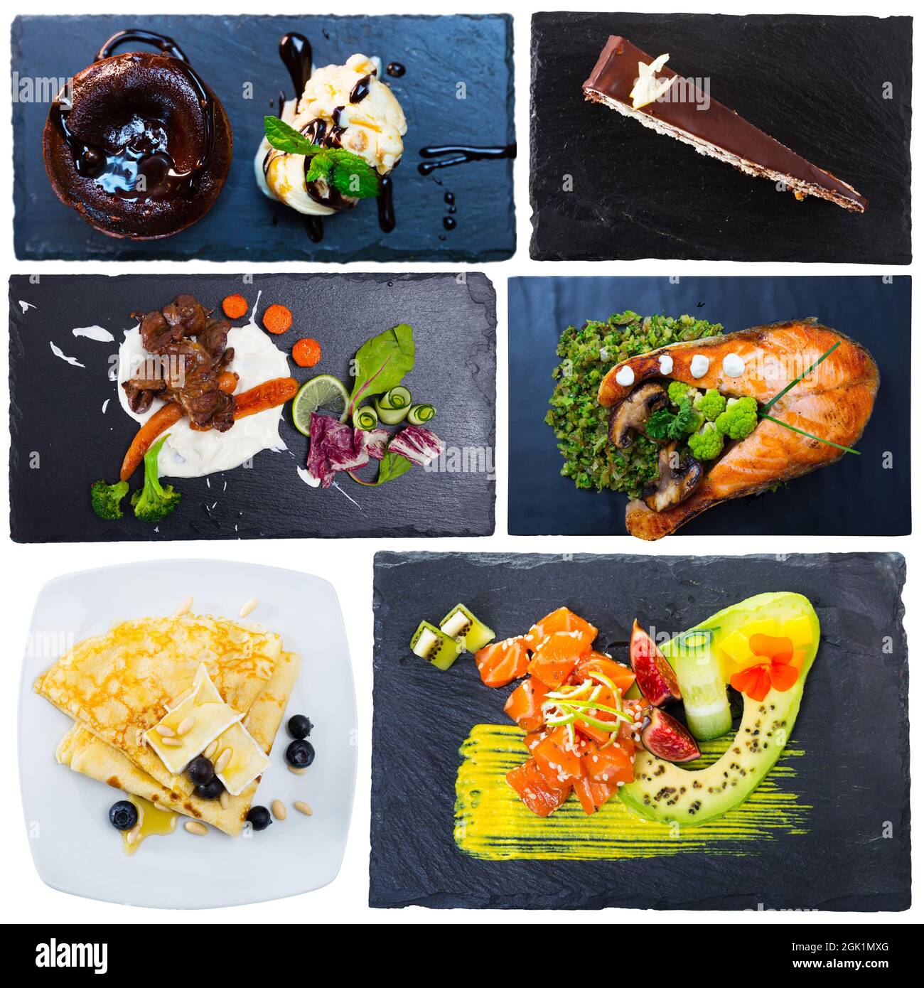 Collage of different meals isolated on a white background Stock Photo ...