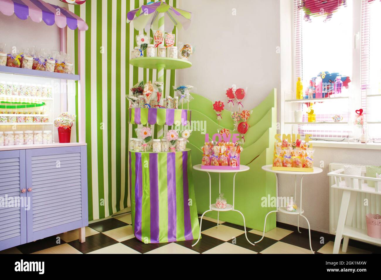 Beautiful interior of candy shop Stock Photo - Alamy