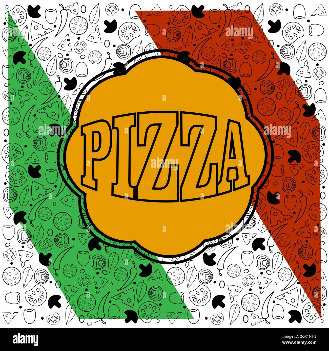abstract modern pizza logo with italy flag for packaging or menu. 1 ...