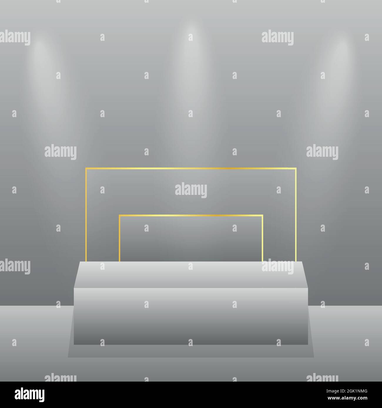 Realistic rectangular white podium in a light studio - Vector ...