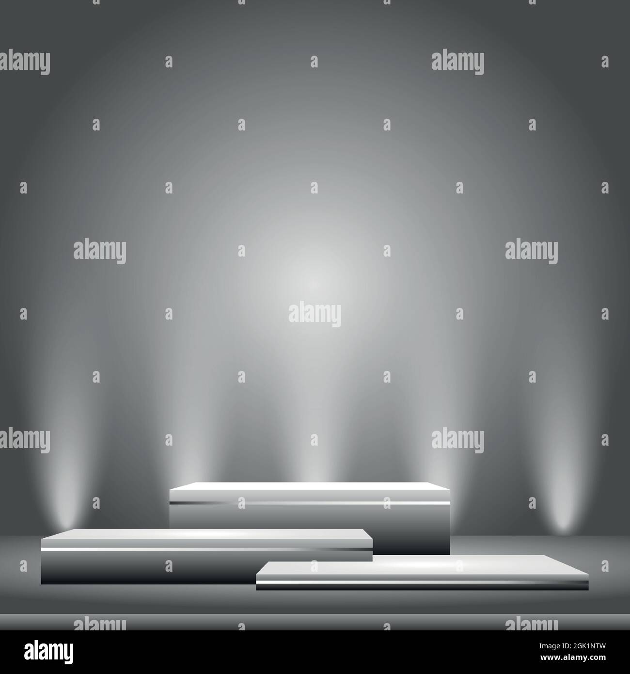 Realistic rectangular white podium in a light studio - Vector ...