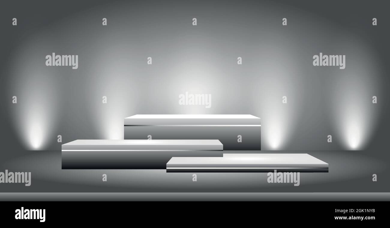 Realistic rectangular white podium in a light studio - Vector ...